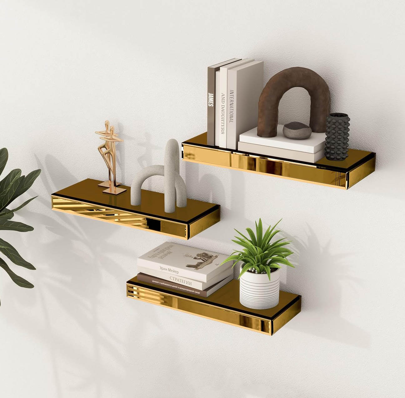 Everly Quinn Ensemble de 3 tablettes murales en verre - Wayfair Canada