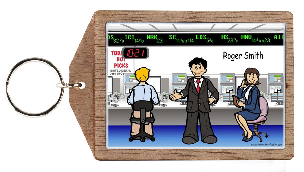 Printed Perfection Personalized Stock Broker - Male Key Chain | Wayfair