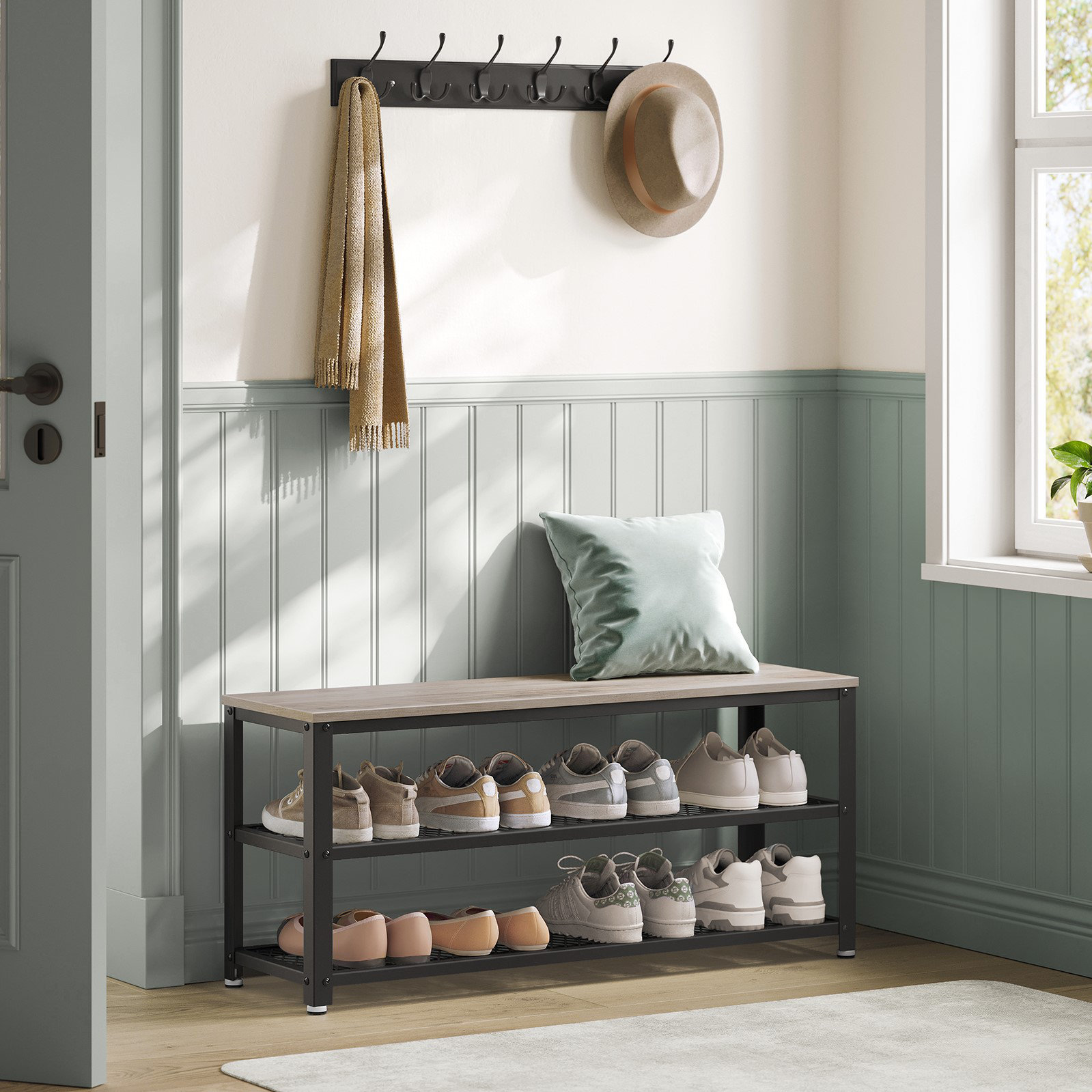 Benjara Wood And Metal Shoe Rack | Wayfair