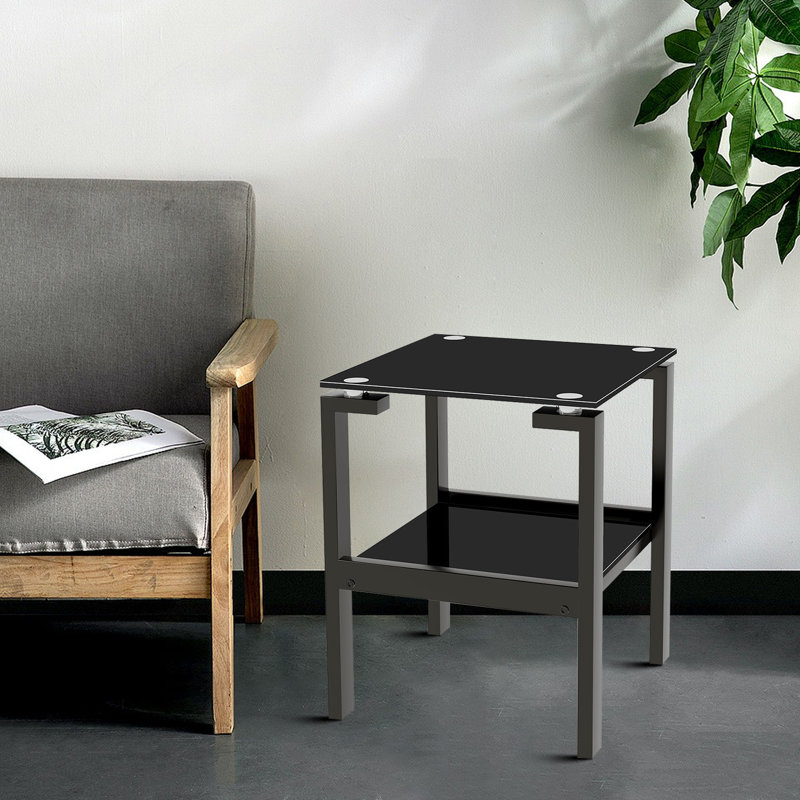Mercer41 Glass End Table with Storage | Wayfair