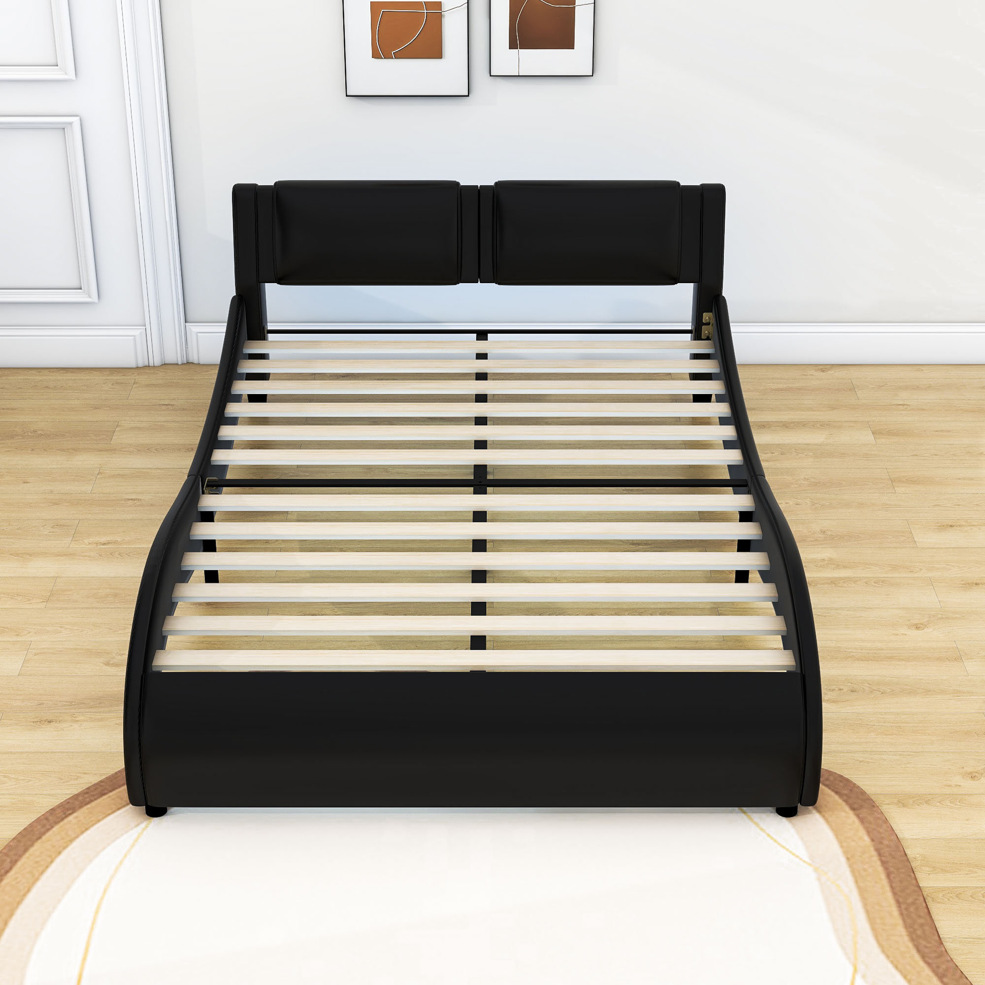 Ivy Bronx Upholstered Platform Bed With Headboard And LED Light Bed ...