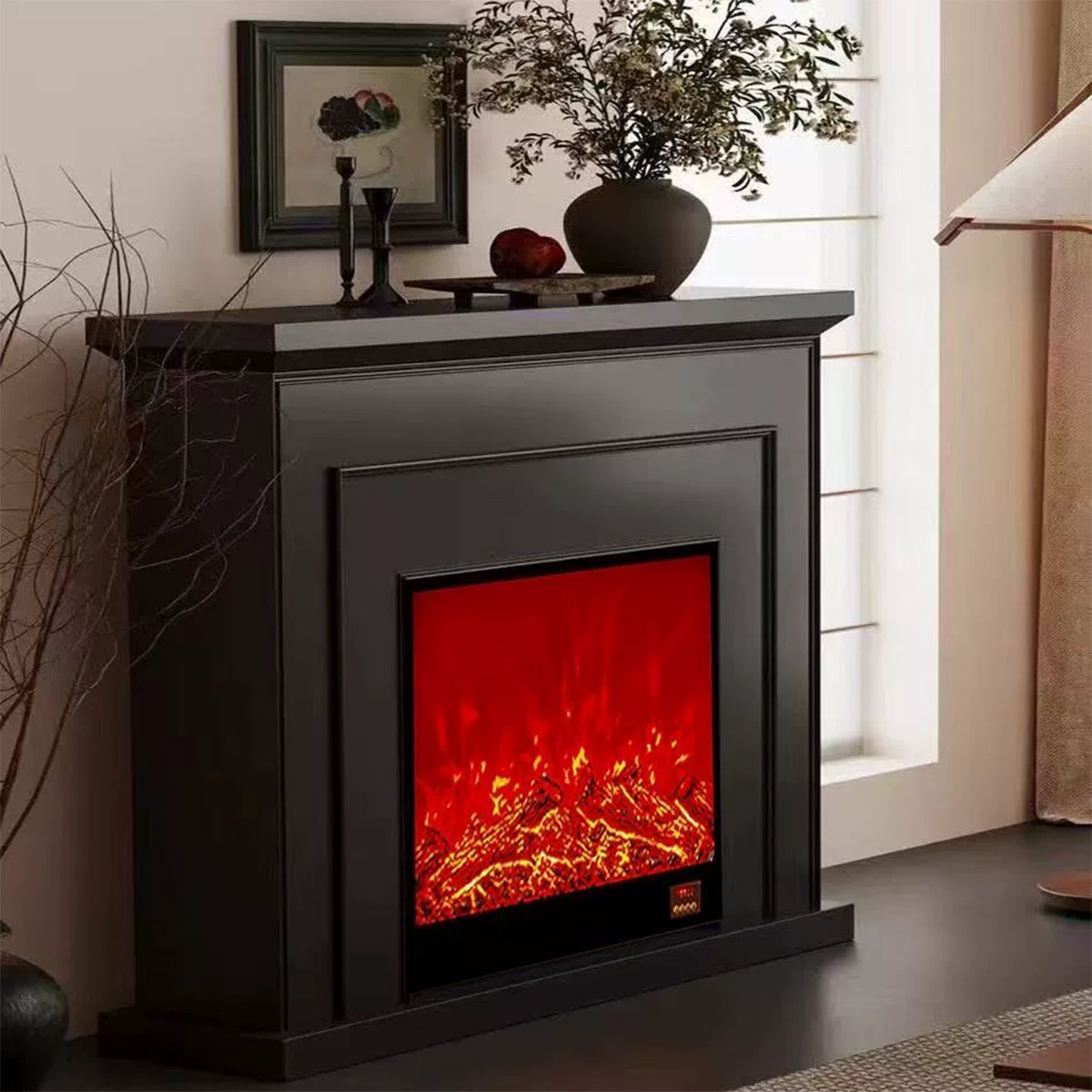 Wildon Home® Black Manufactured Wood Electric Fireplace - Wayfair Canada