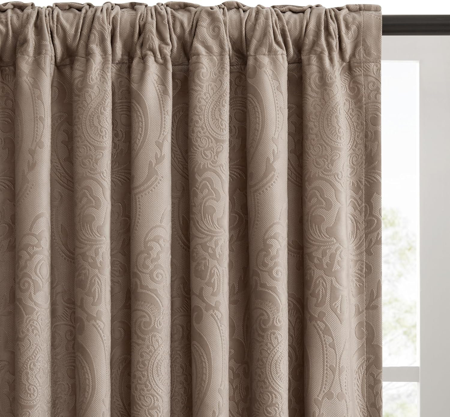 Rosdorf Park 2 Panels Luxury Boho Velvet Drapes Flower Embossed ...