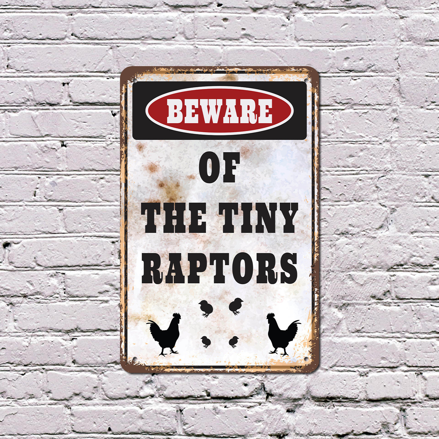 SignMission Beware Of The Tiny Raptors Vintage Style 10 Inch x 14 Inch ...