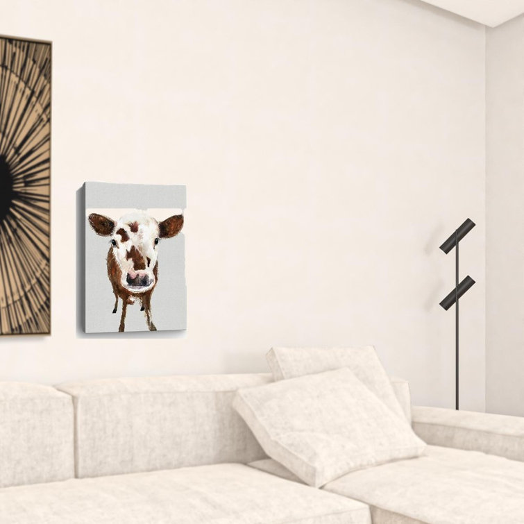 Rosalind Wheeler Brown And White Baby Cow Face Canvas Wall Art ...