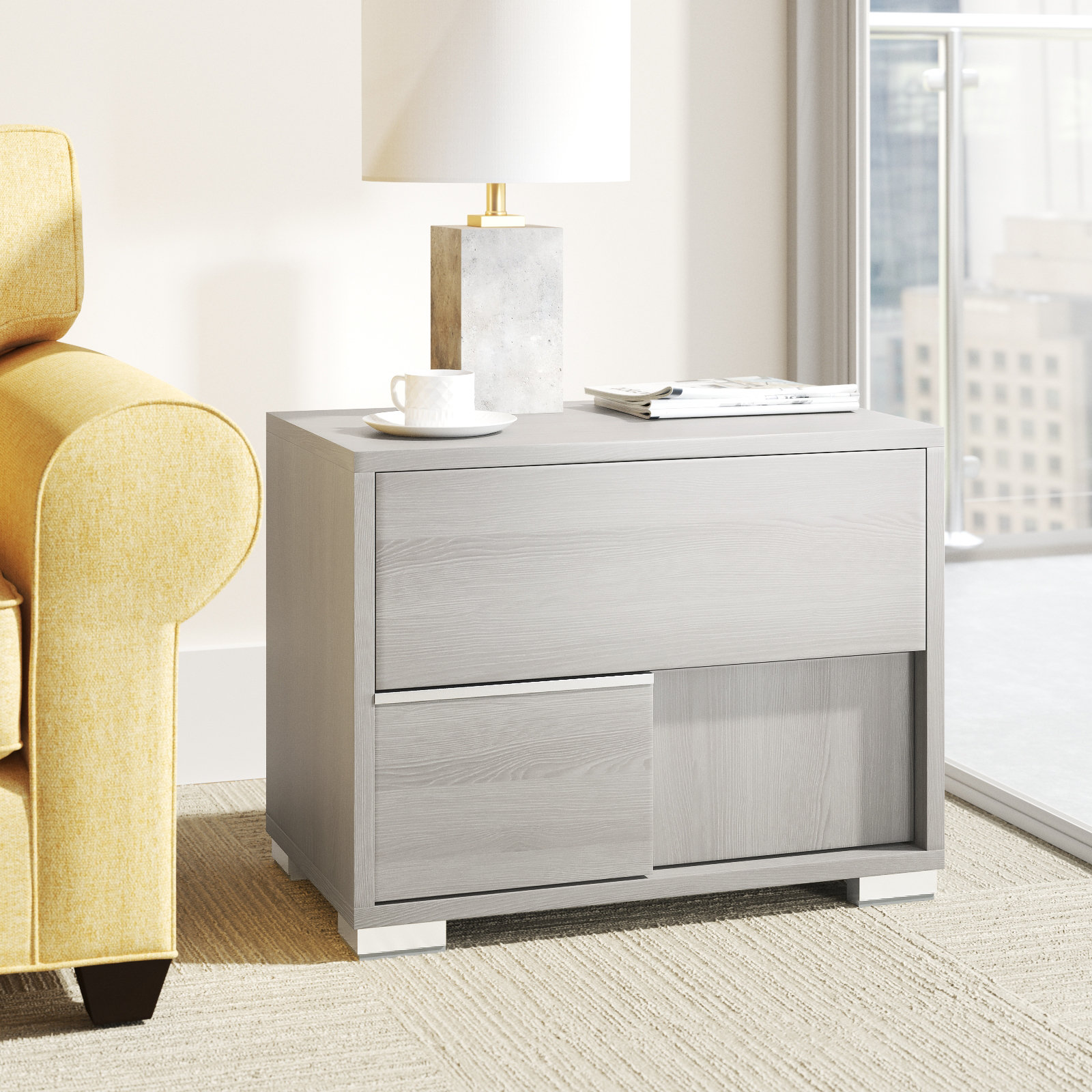 Wade Logan® Mathieu - 2 Drawer Nightstand & Reviews | Wayfair