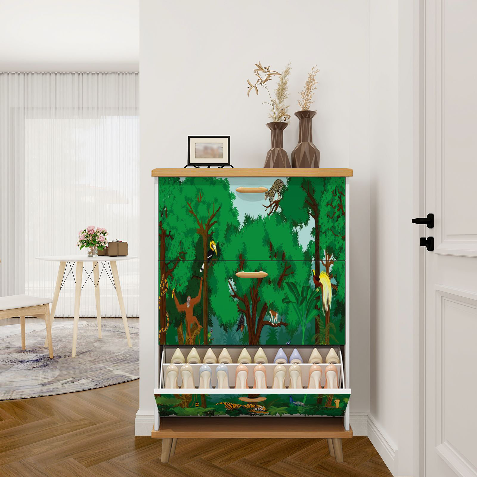 East Urban Home Shoe Storage Cabinet with 3 Flip Drawers for asian ...