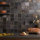 TileBar Emery Blue 4X4 Square Handmade Crackled Glossy Terracotta Tile ...