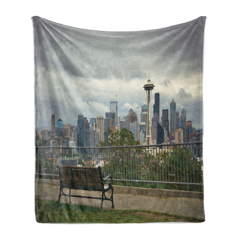 Ambesonne Seattle Skyline Fleece Throw Blanket Kerry Park View ...