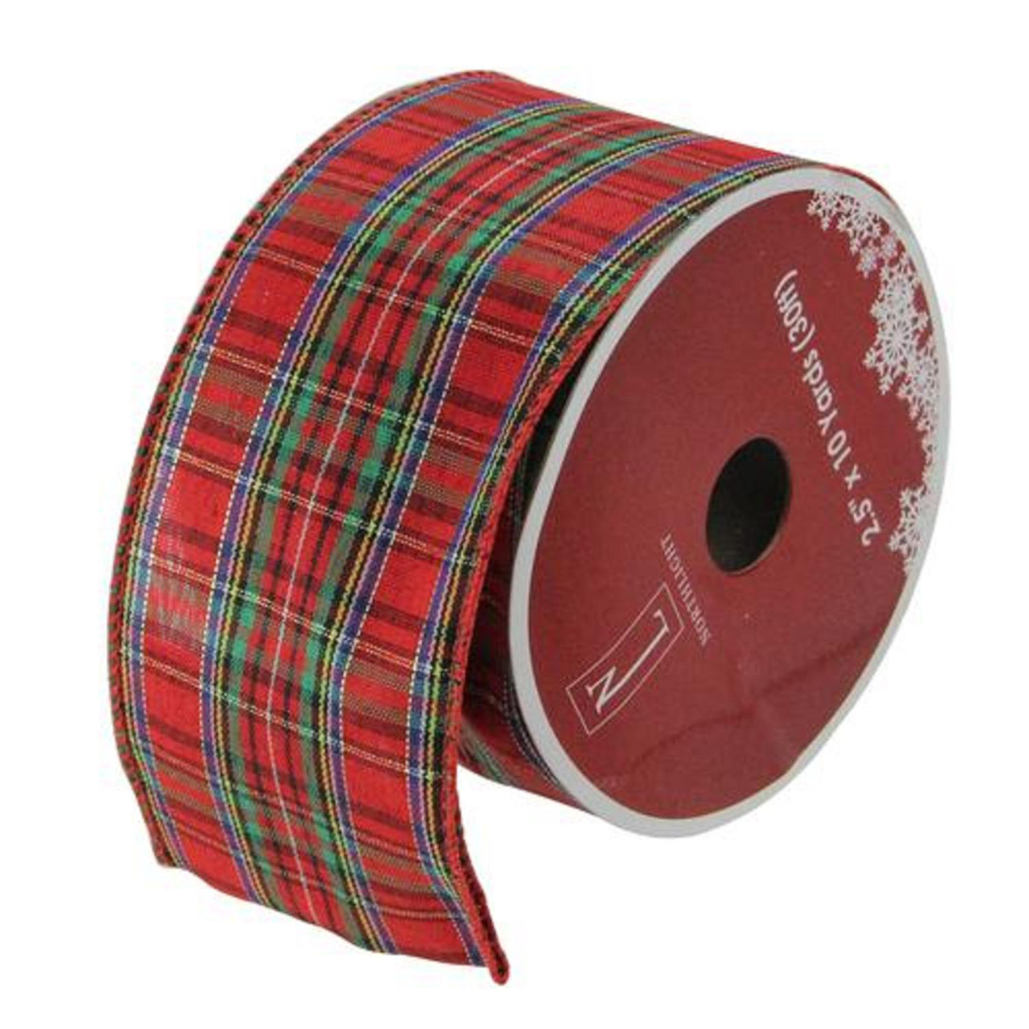 Northlight Seasonal Red and Blue Plaid Wired Christmas Craft Ribbon 2.5 ...