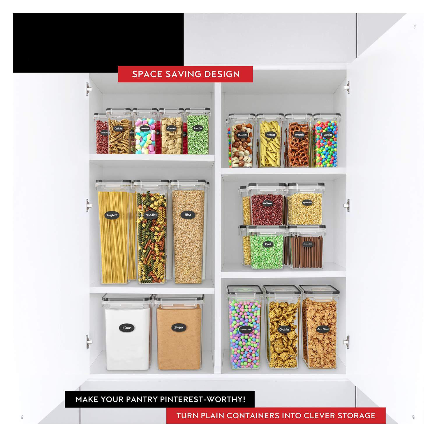 Prep & Savour Airtight Food Storage Container Set - 4 Pieces - Plastic ...