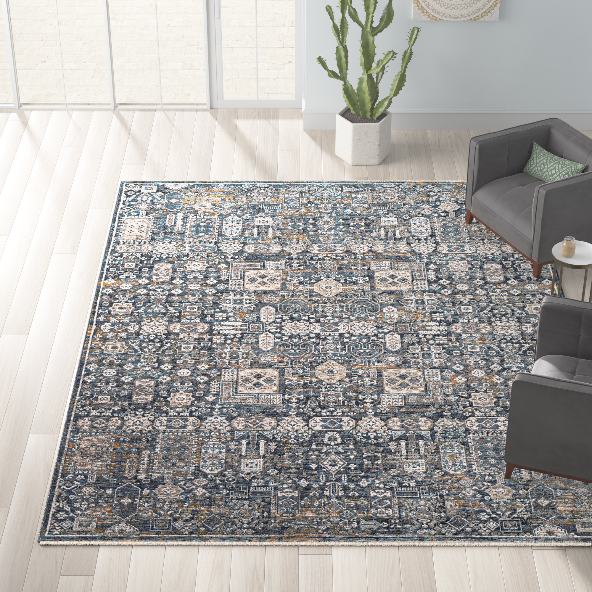 Langley Street® Fleener Moroccan Handwoven Gray/Teal Area Rug & Reviews ...