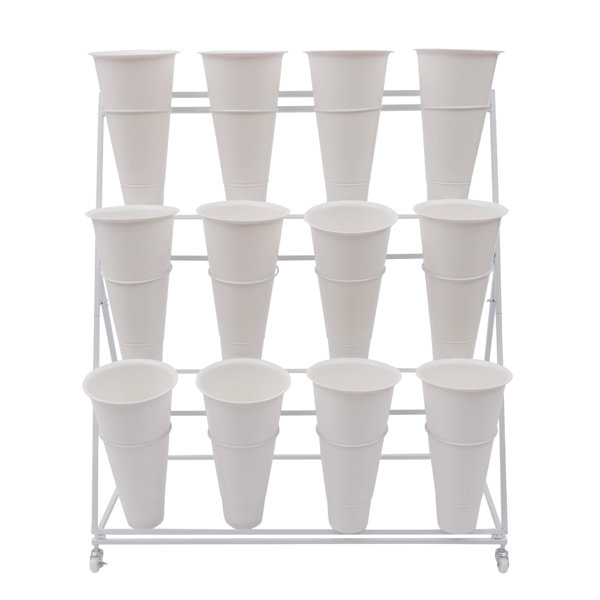 Arlmont & Co. 3-Layer Movable Metal Plant Stand - Flower Display Rack ...