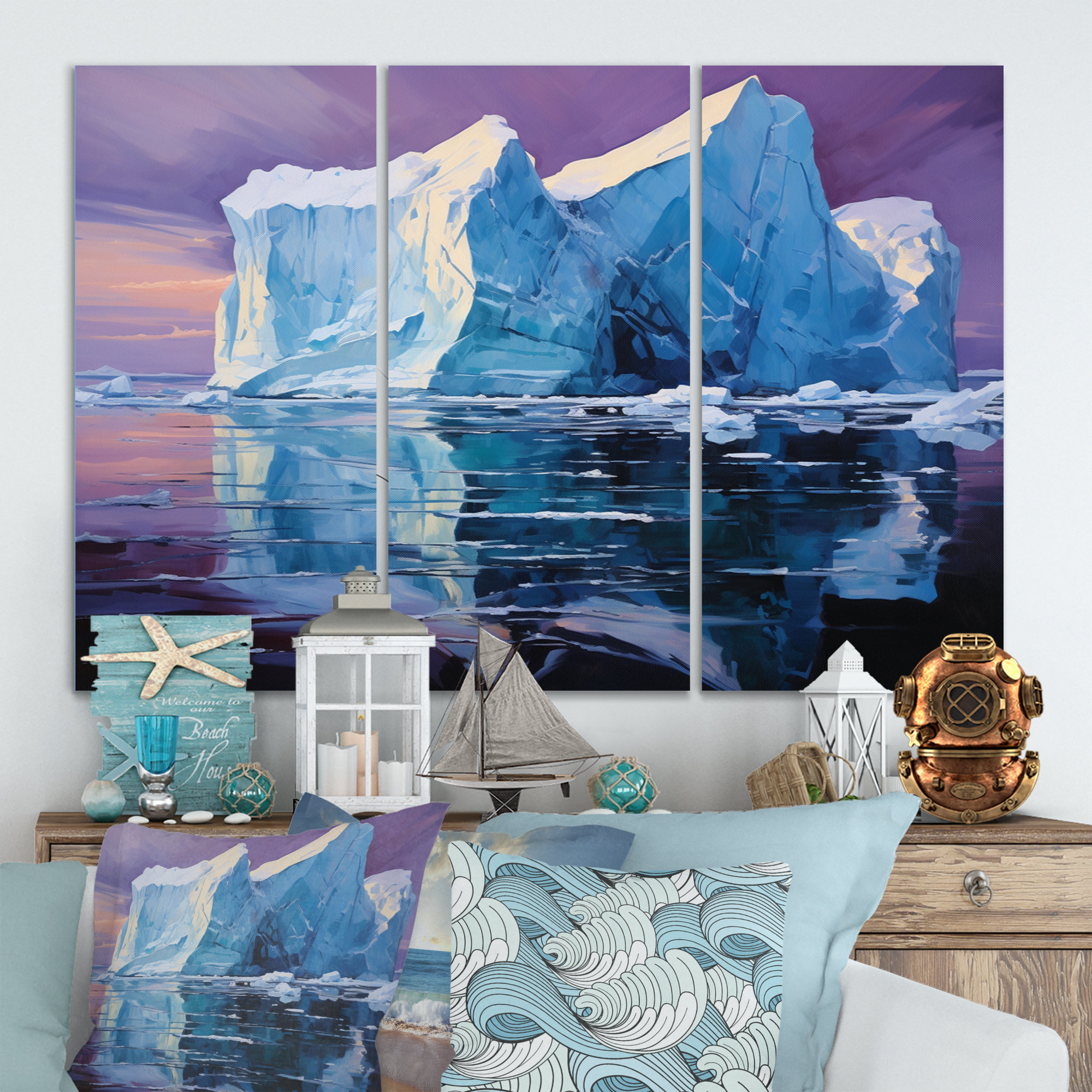 Latitude Run® Teal Purple Iceberg Unseen Depths - Landscapes Metal Wall ...