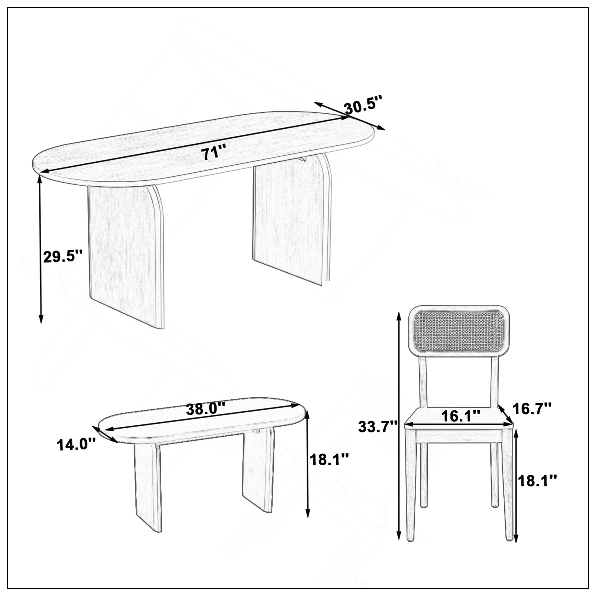 Corrigan Studio 6 Piece Dining Table Set With Bench,Oval Kitchen Table ...