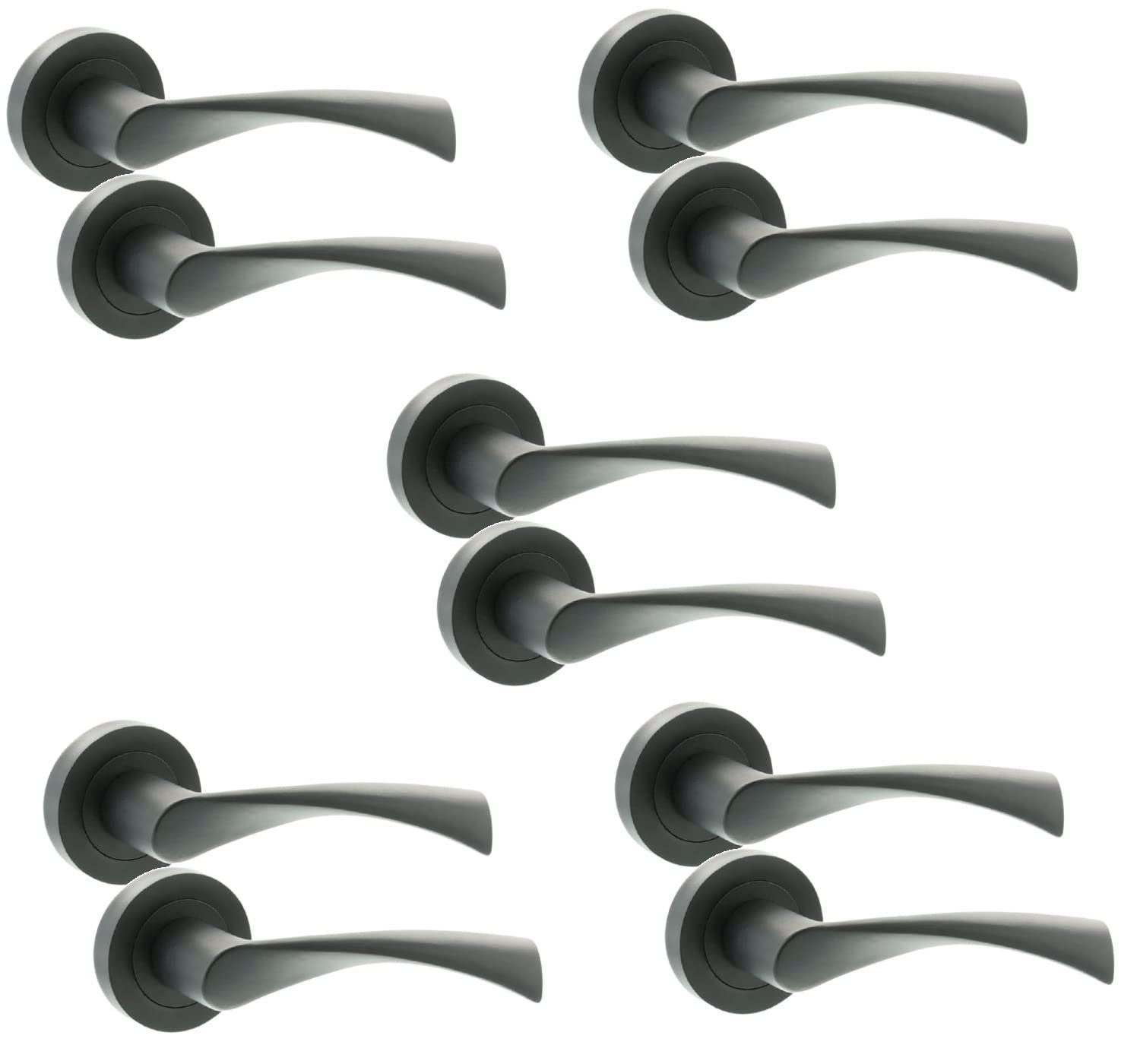 Brayden Studio 5 Pairs Astrid Twist Design Door Handles on Round Rose ...