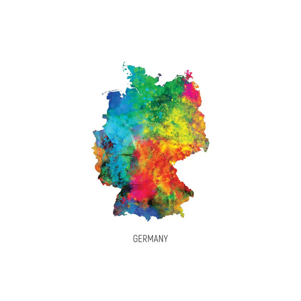 Ebern Designs Germany Map by Joyce Combs - Wrapped Canvas Art Prints ...