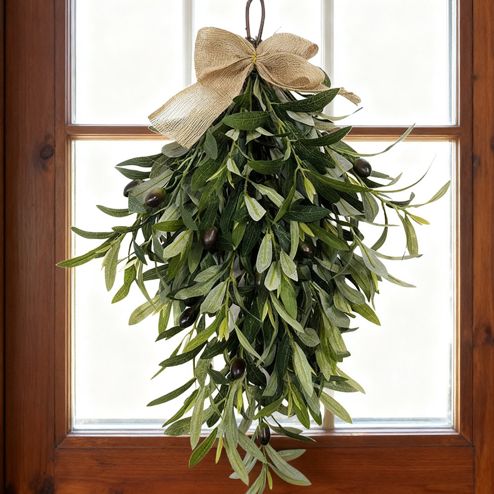 Ophelia & Co. 24 Inch Artificial Olive Branch Teardrop Swag with Burlap ...