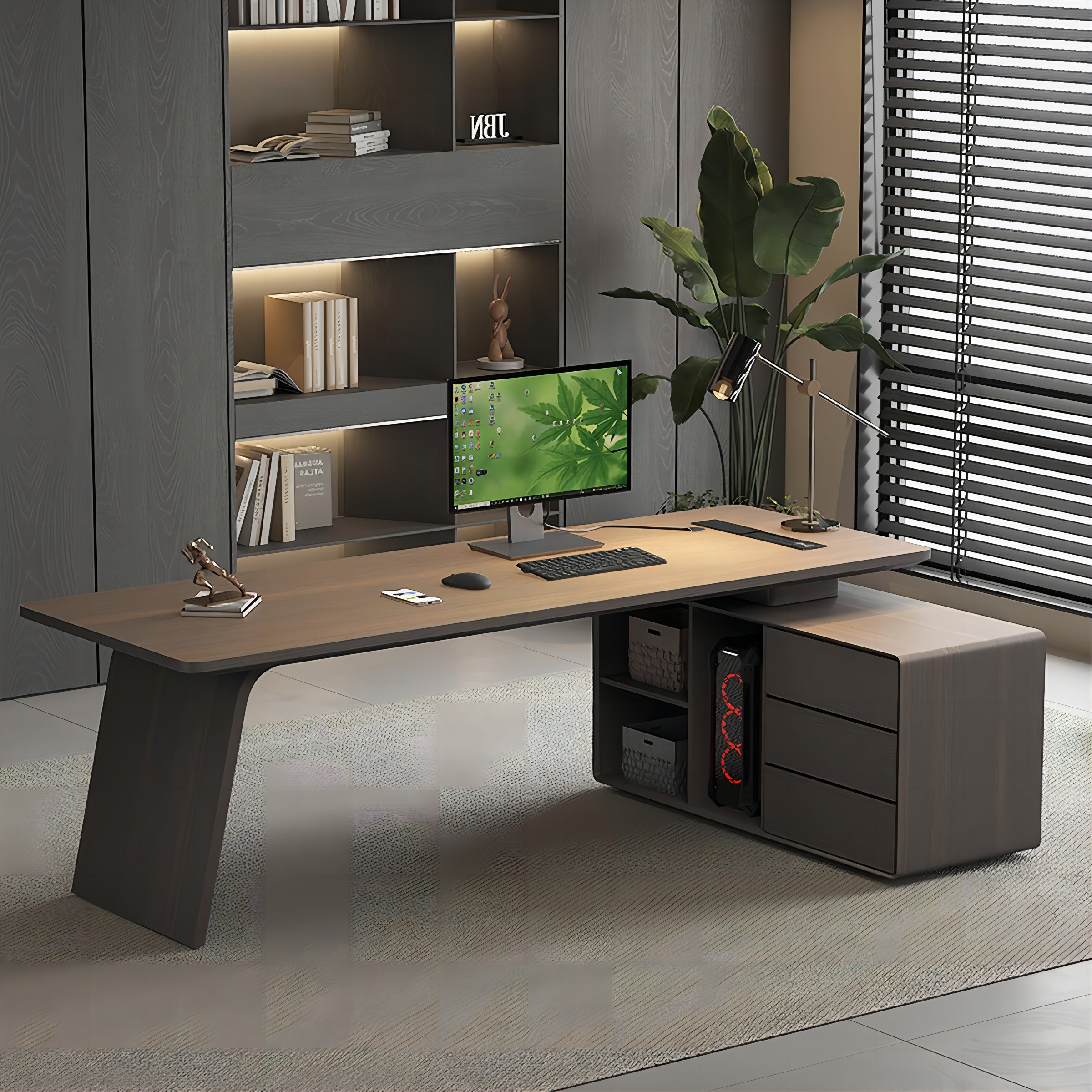 iCool Appliances Dark Brown L-shape Wood Executive Desk With Side ...