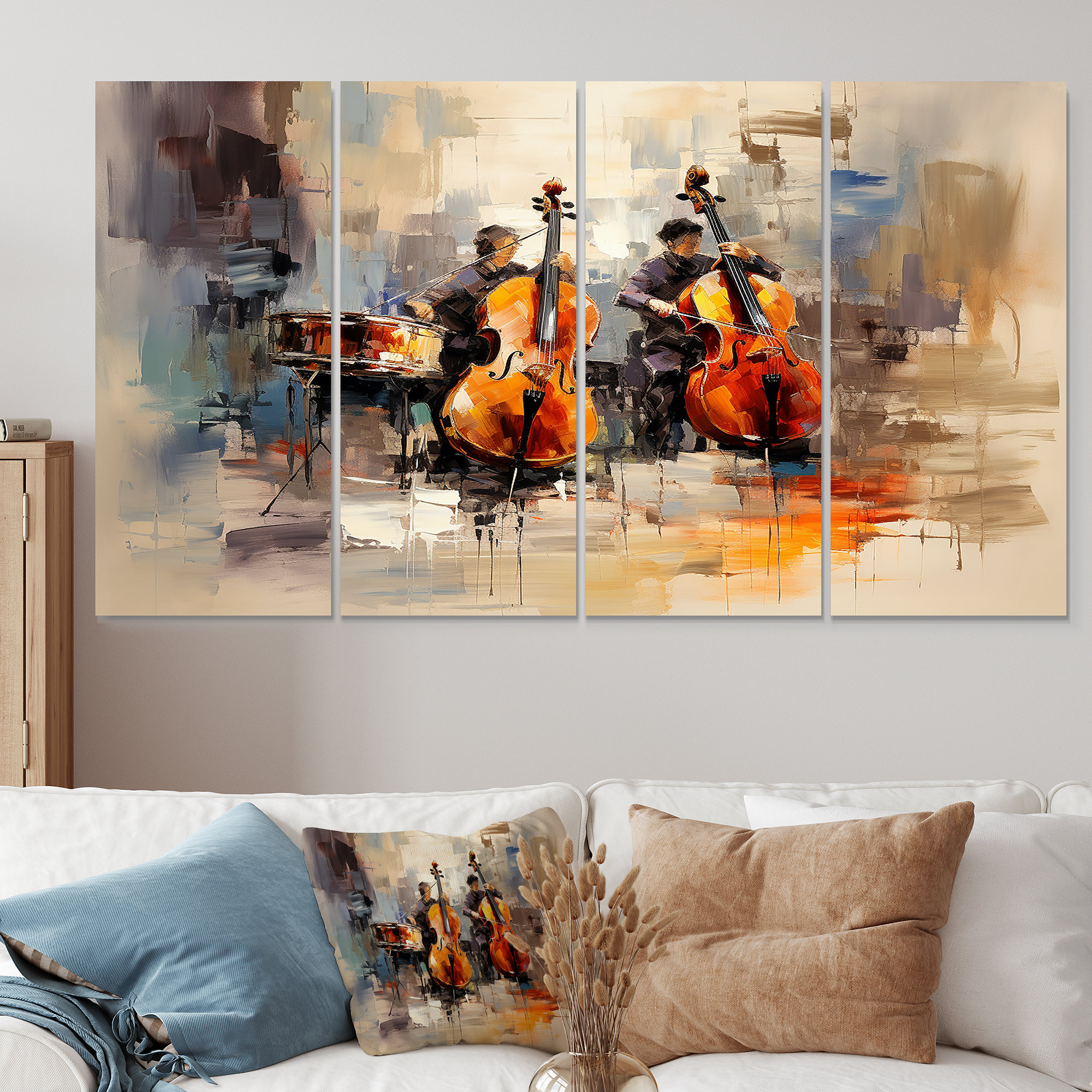 Lark Manor™ Brown Brooding Burgundy Cello Music IV - Music 4 Piece Wall ...