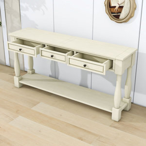 Alcott Hill Deryck Wooden Console Table with Storage Drawers and ...
