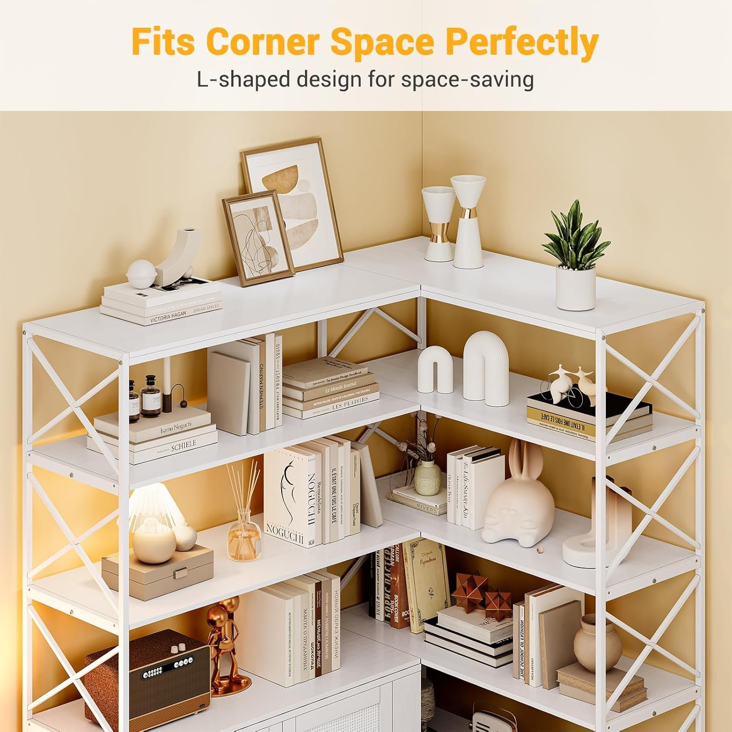 Bay Isle Home™ Corner Bookshelf, 6 Tier Corner Book Shelf with Storage ...
