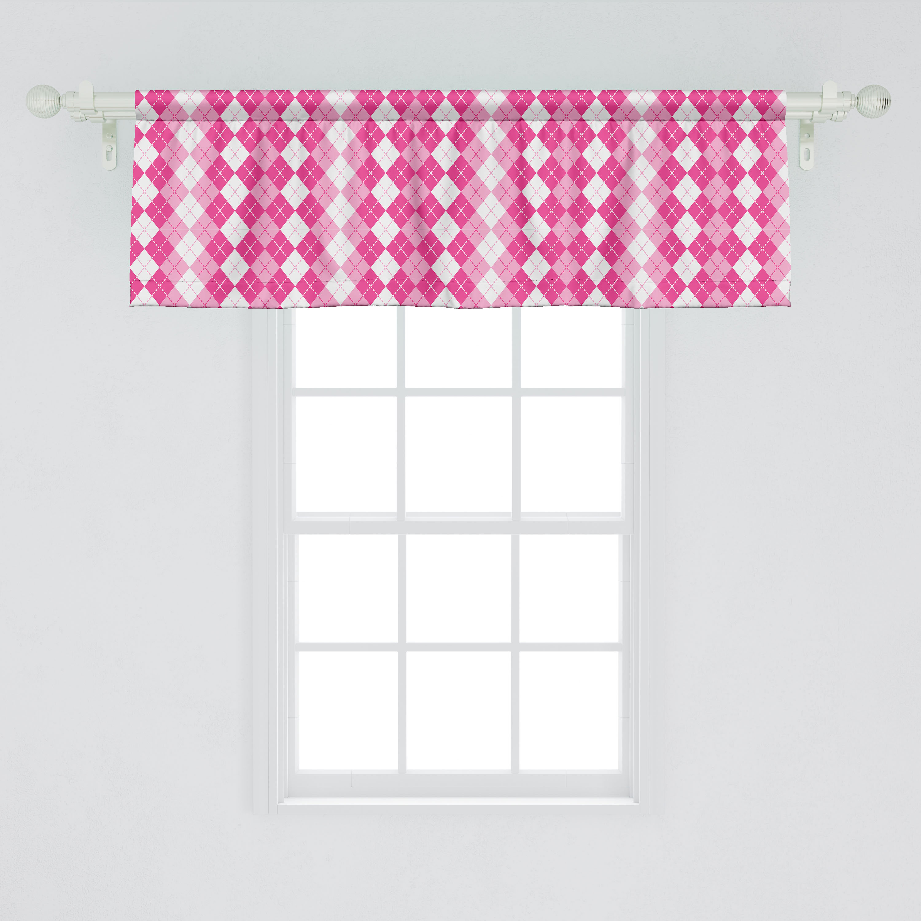 Ambesonne Pink and White Valance Pack of 2 Traditional Argyle Pink Pale ...