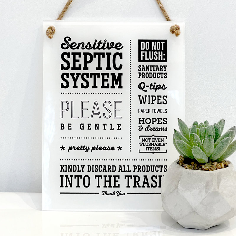 Reilly Originals Septic System Sign, Do Not Flush Sanitary Items, Hopes ...