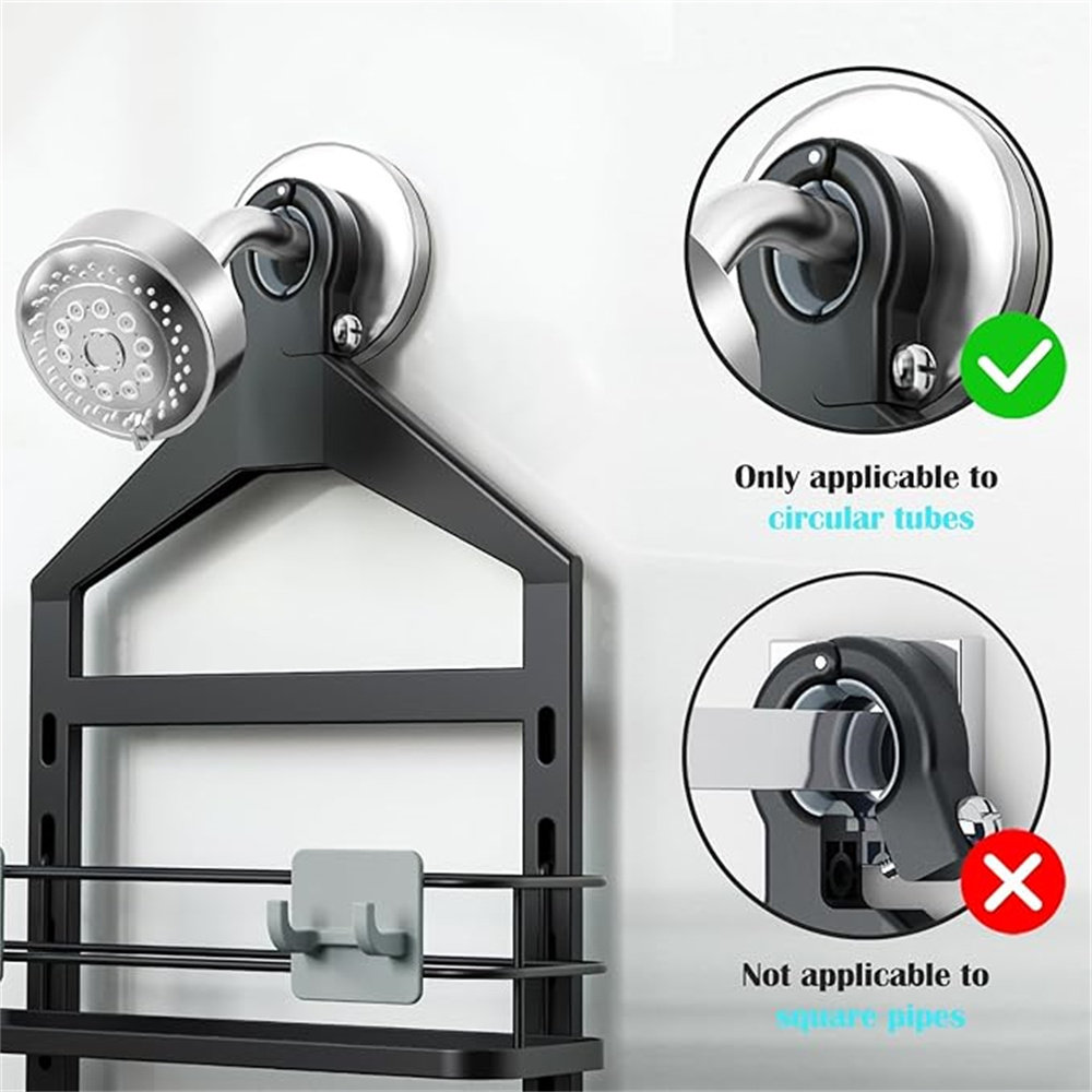 Rebrilliant 3 Tier Anti-Swing Hanging Shower Caddy Height-Adjustable ...