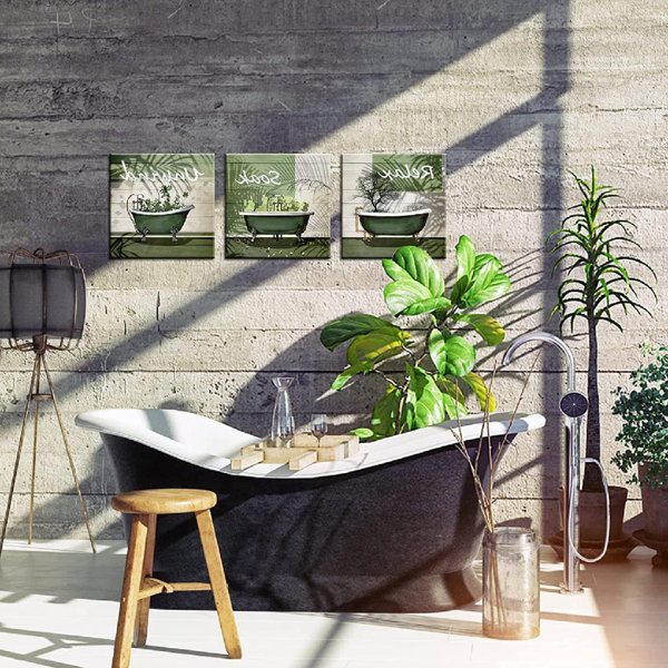 Trinx Green Bathroom Picture Decor Relax Soak Unwind Si Relax Soak ...