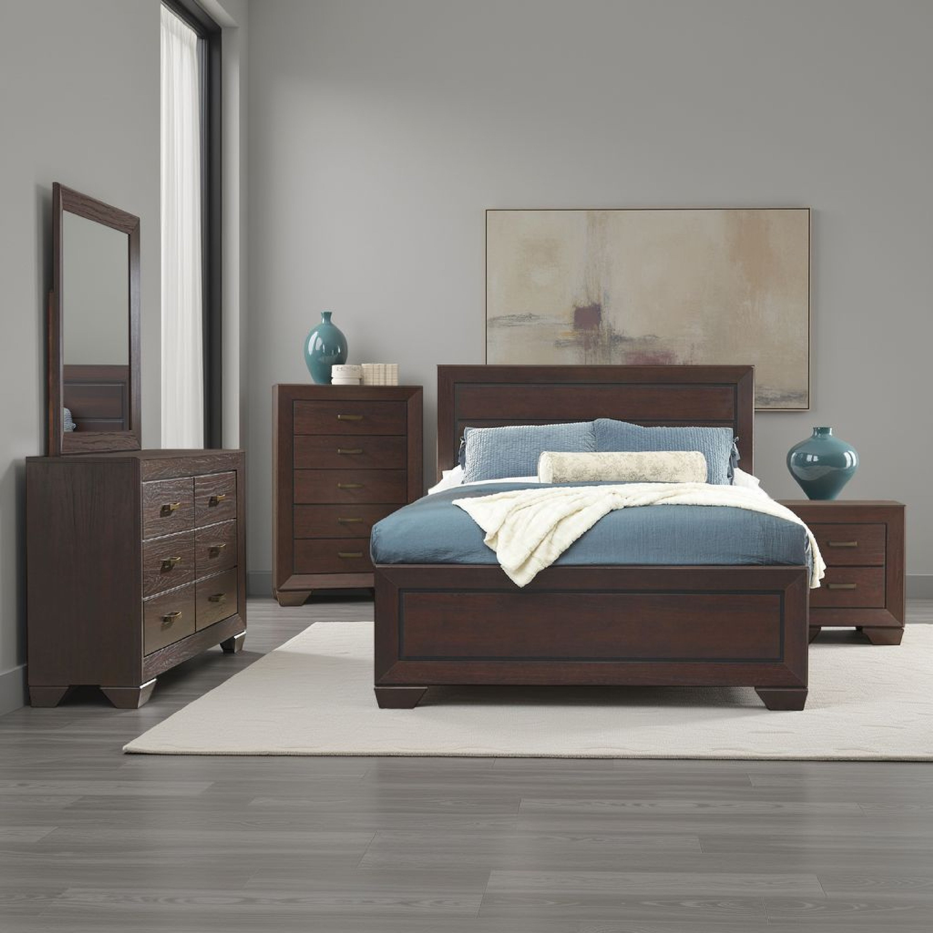 Benjara Bello 5 Piece Bedroom Set Recessed Grooves | Wayfair