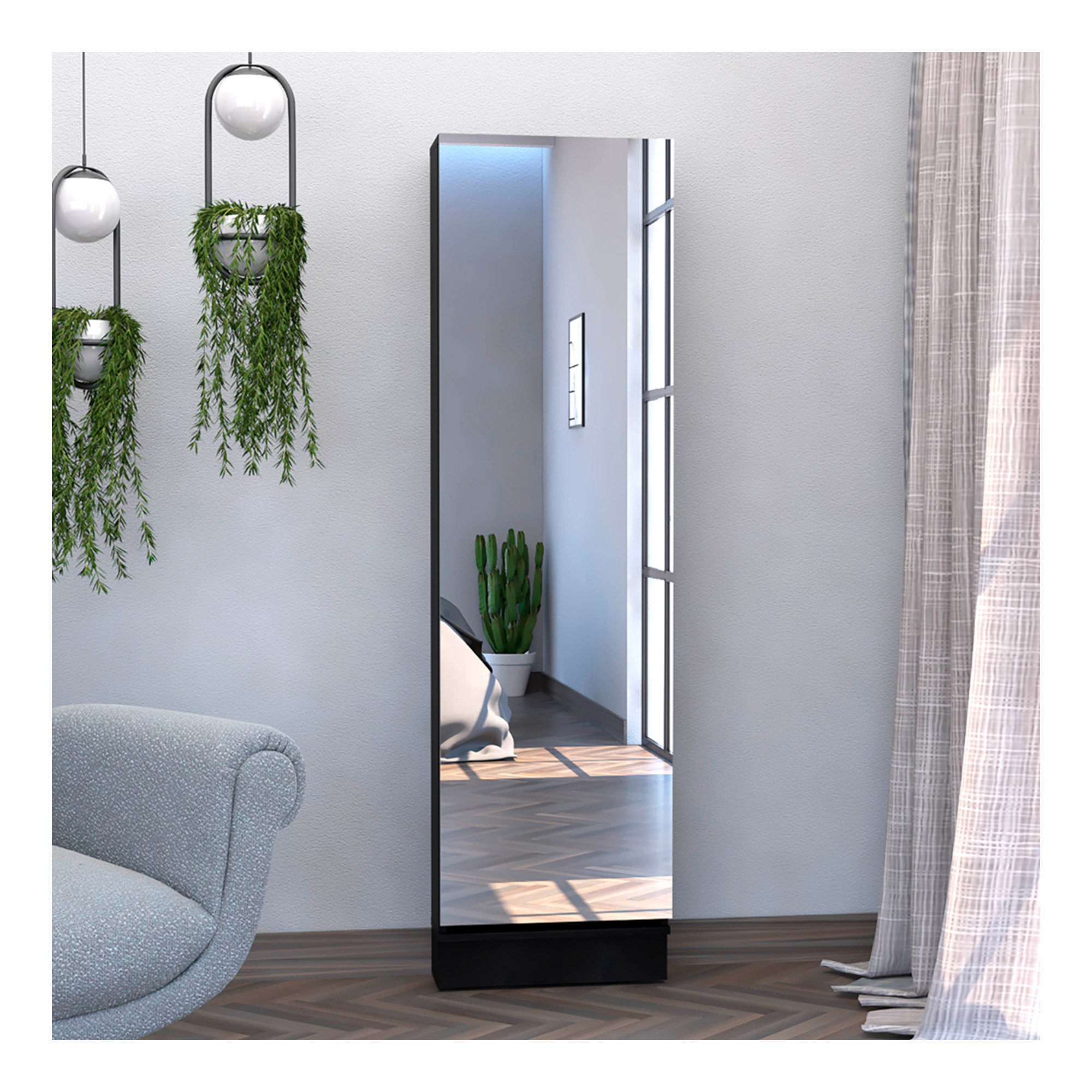 LIYU Shoe rack 67" H, five internal Storage Shelves, a mirror, a door ...