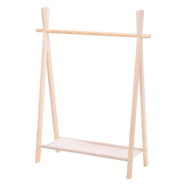 Rebrilliant Childrens Clothes Rail Hanging Wardrobe Storage Wooden Kids ...