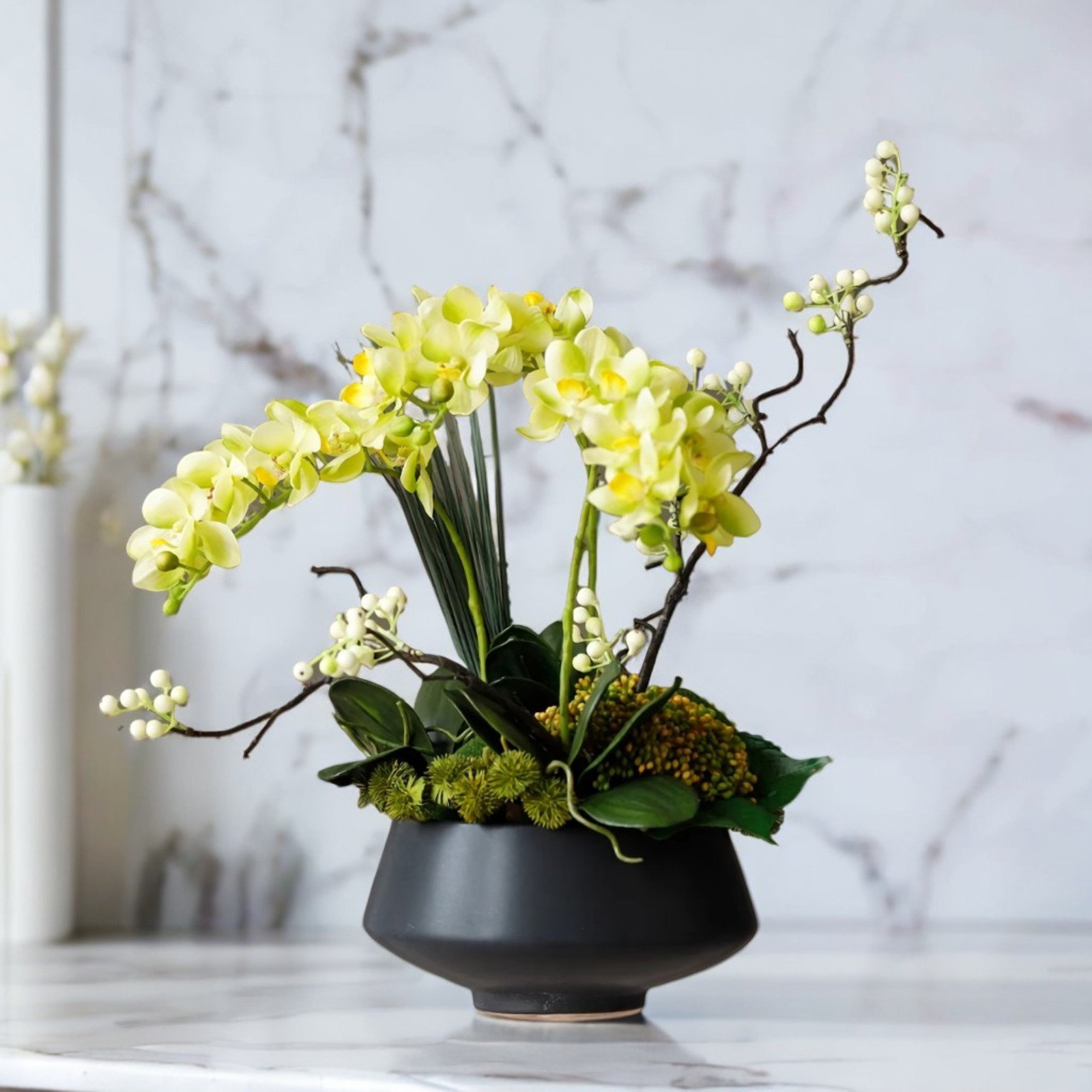 Padise Epoch Simulated Floral Ceramic Basin, Fake Floral Decoration ...