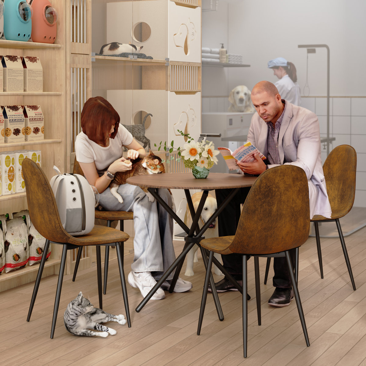 George Oliver Harjovan 5-Pieces Compact Dining Table Set with Round ...