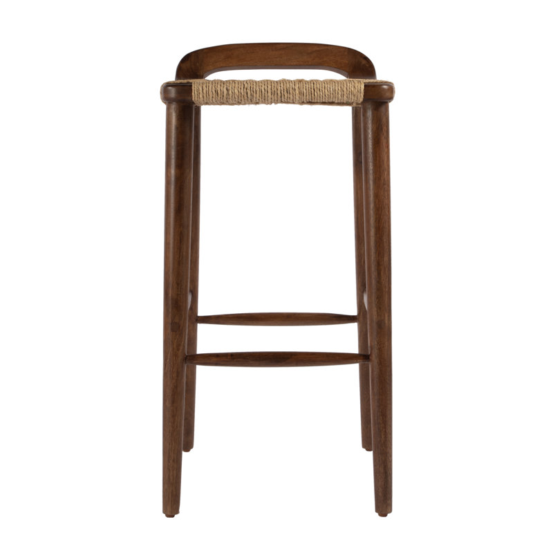 Bayou Breeze Carlvin 30 in. Seat Height Wood and Jute Woven Low Back ...