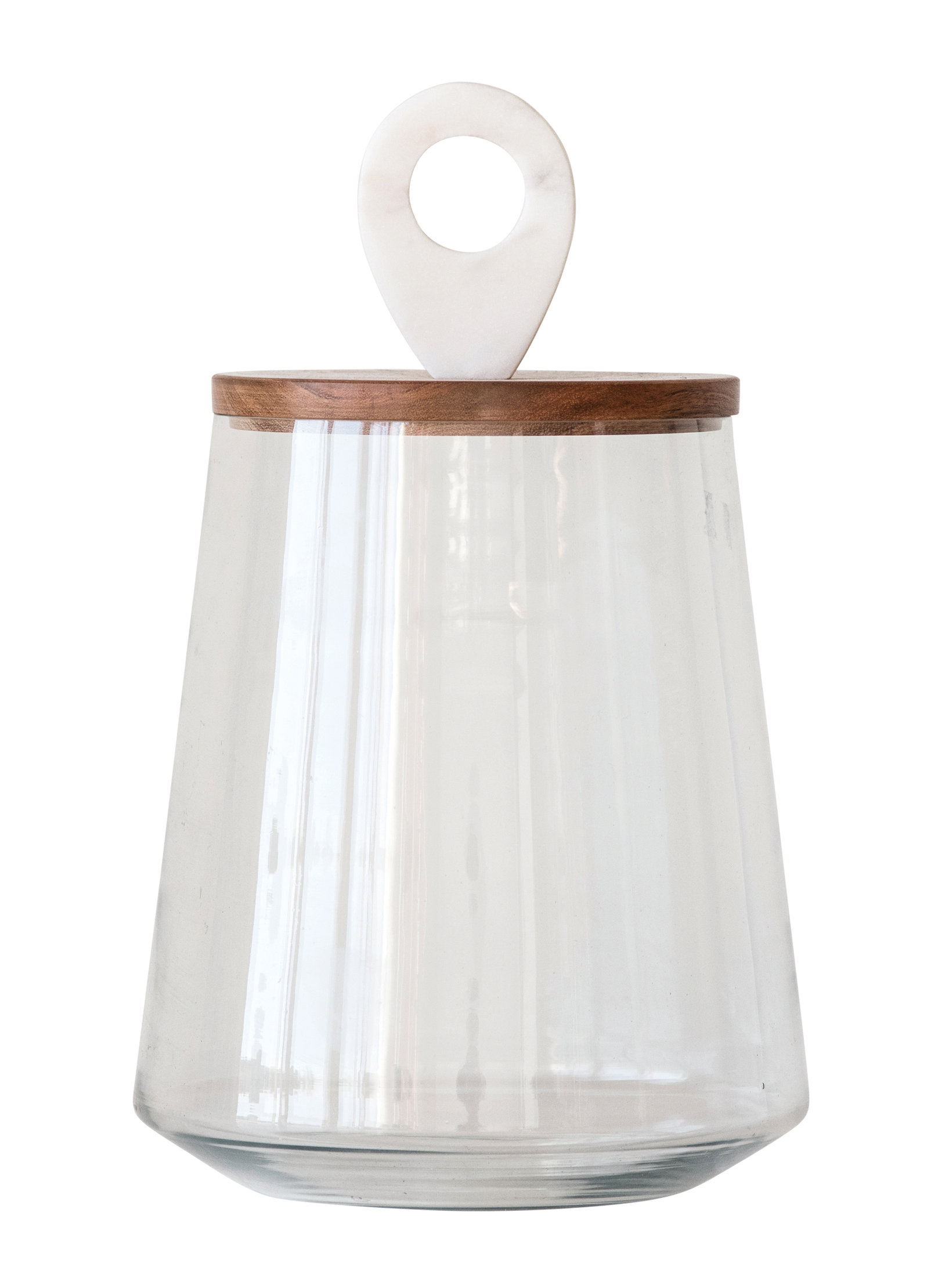 AllModern Large Clear Glass Jar With Mango Wood & Marble Lid Storage ...
