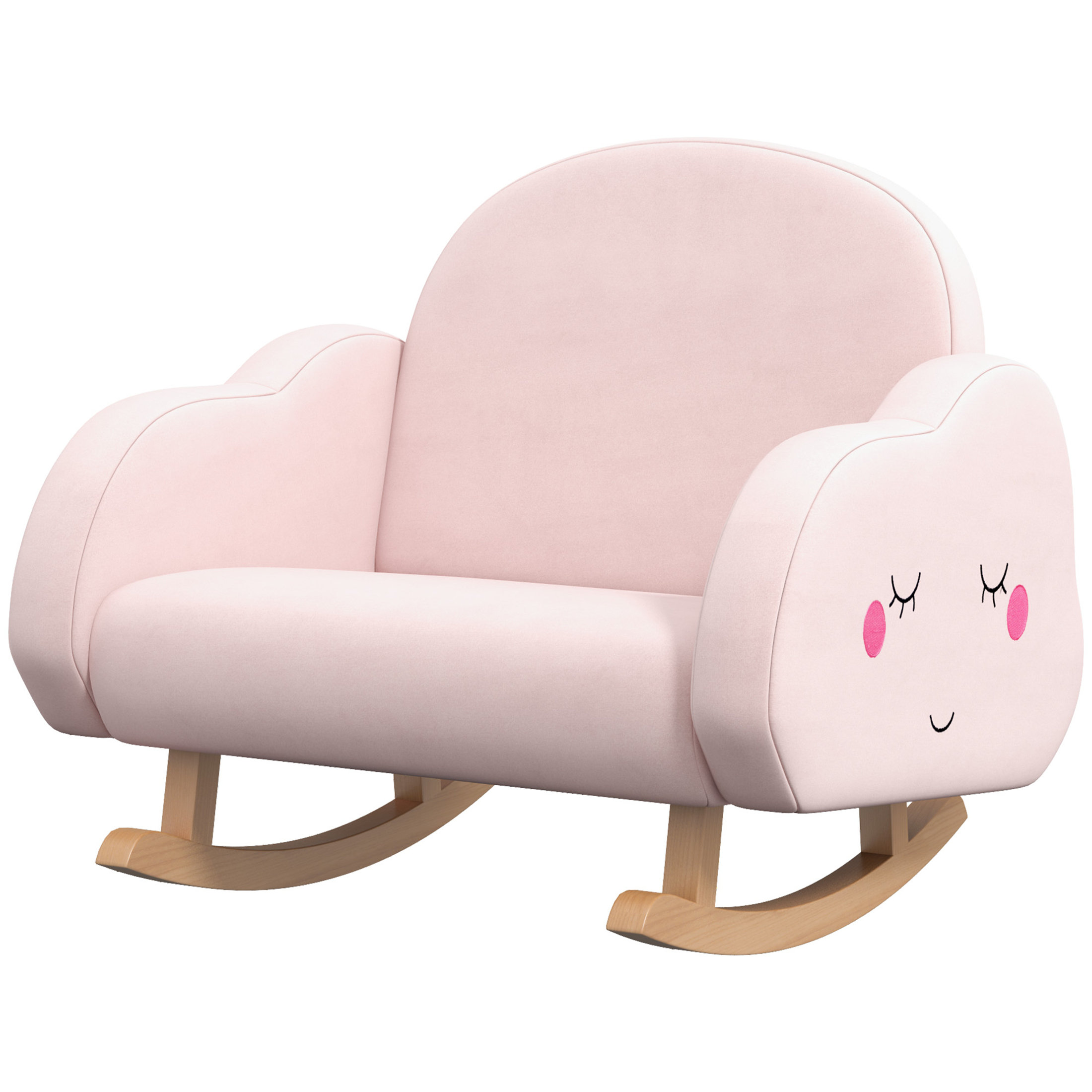 Ebern Designs Qaba Kids Cloud-Shaped Rocking Chair - Solid Wood Legs ...