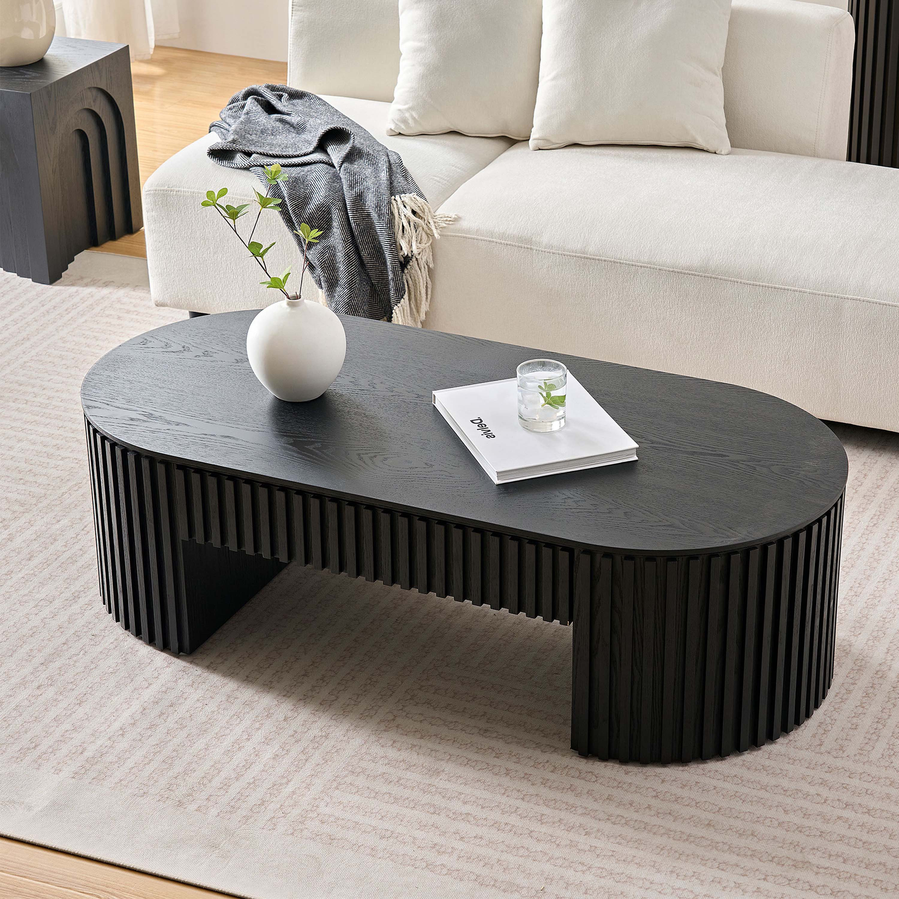 Hokku Designs 51.18'' Oval Wood Coffee Table With Drawer Mid Century ...