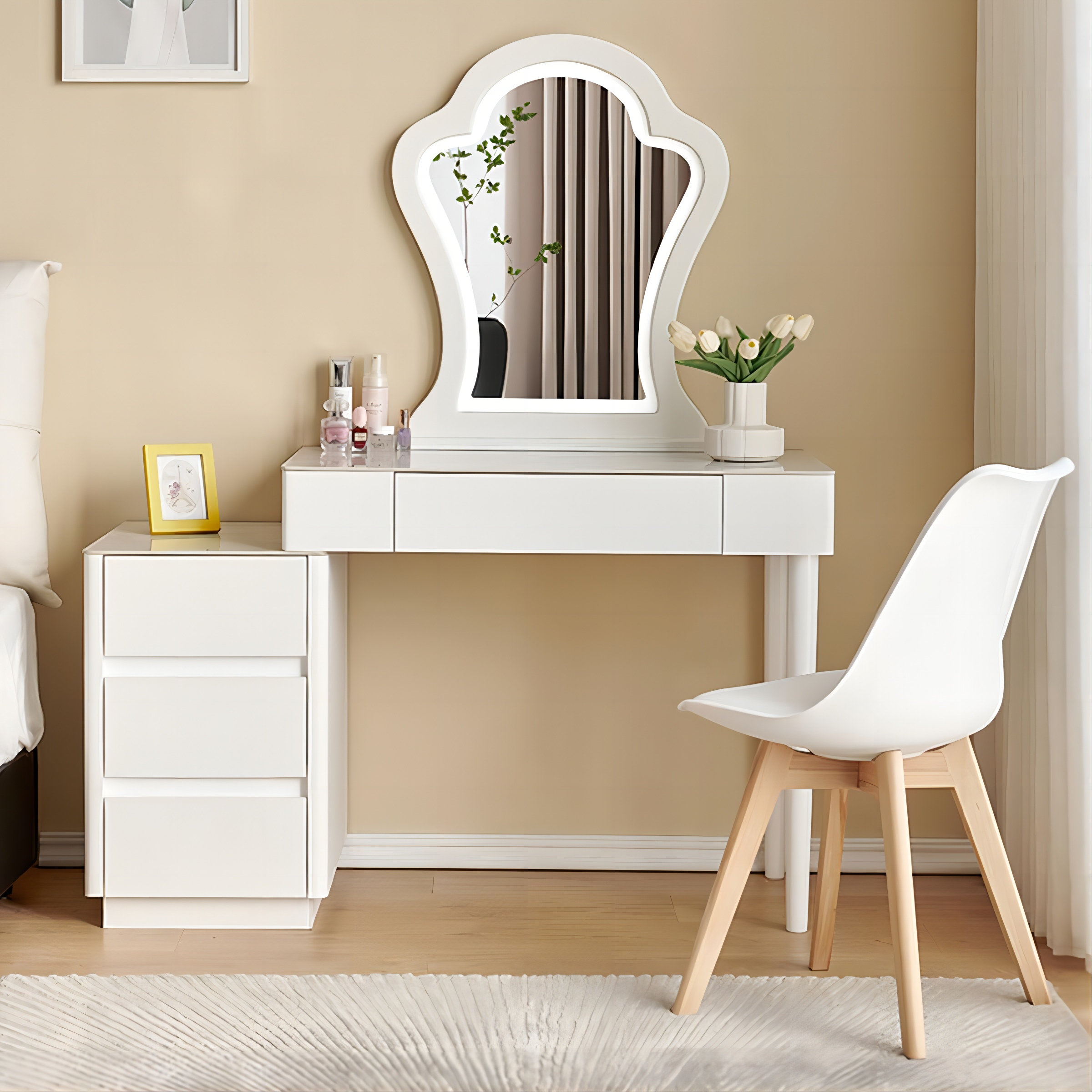 Corrigan Studio® Modern Minimalist Rock Slab Solid Wood Nightstand and ...