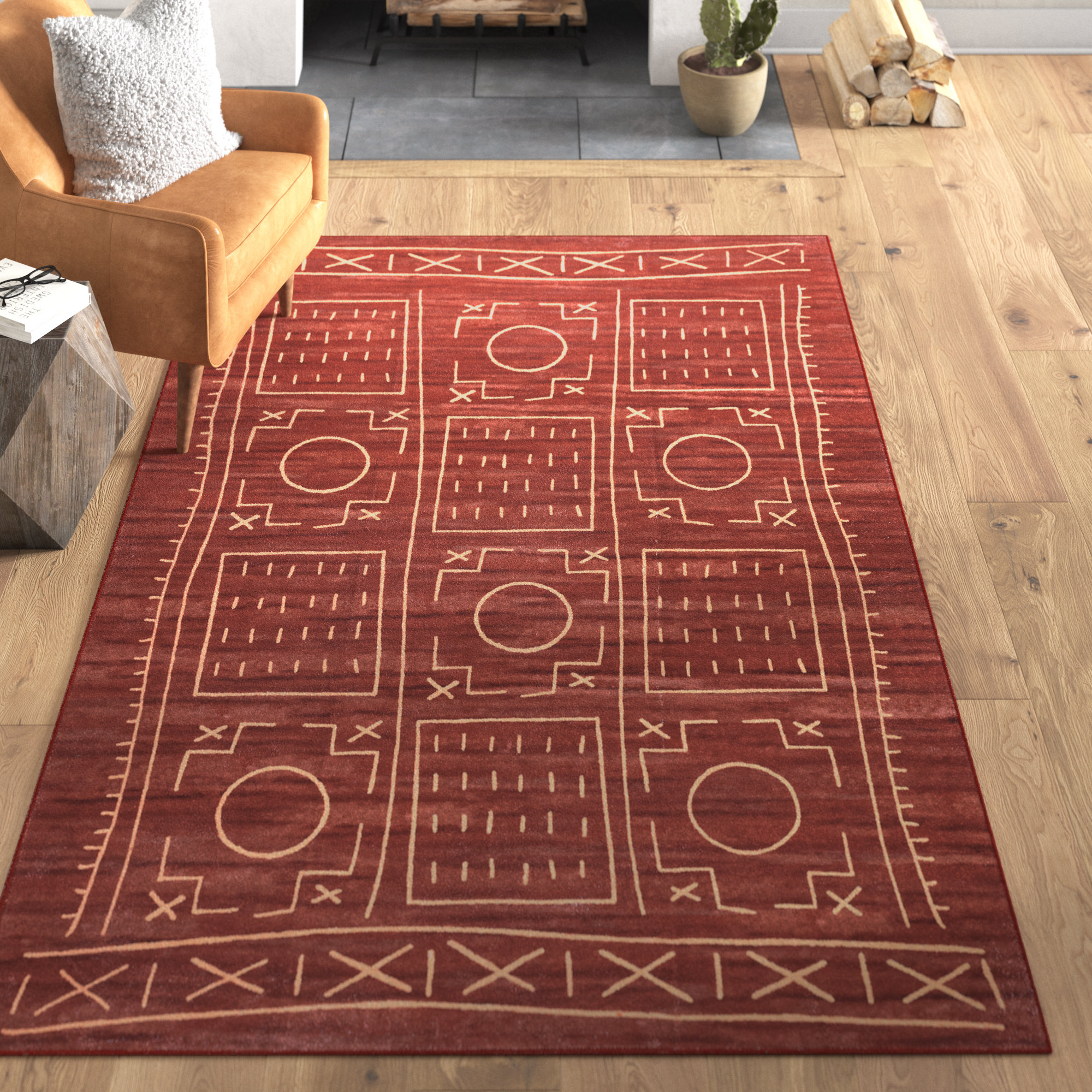 Union Rustic Ishmael Geometric Machine Washable Area Rug for Living ...