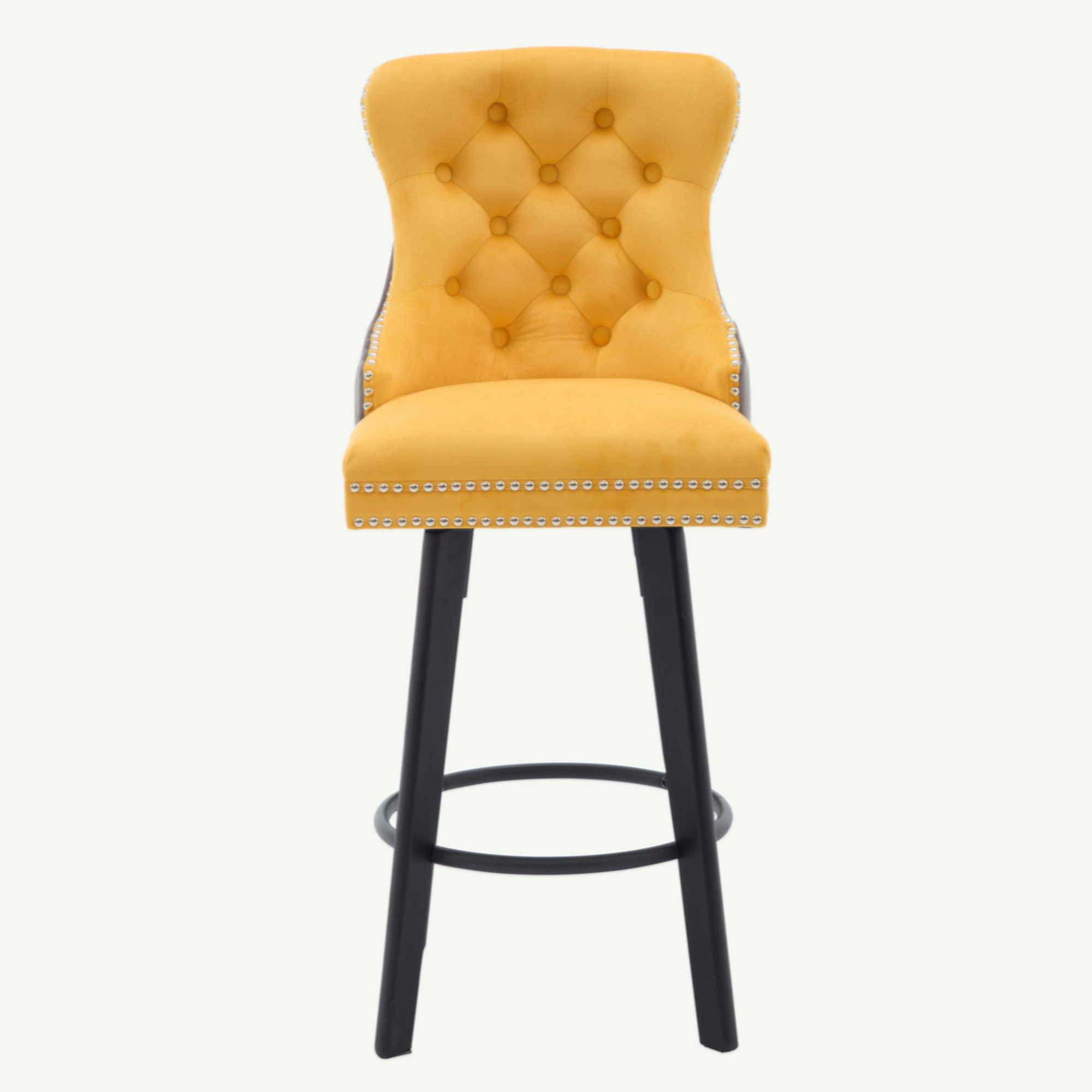 Rosdorf Park Modern Swivel Bar Stools Velvet Barstools Button Tufted ...
