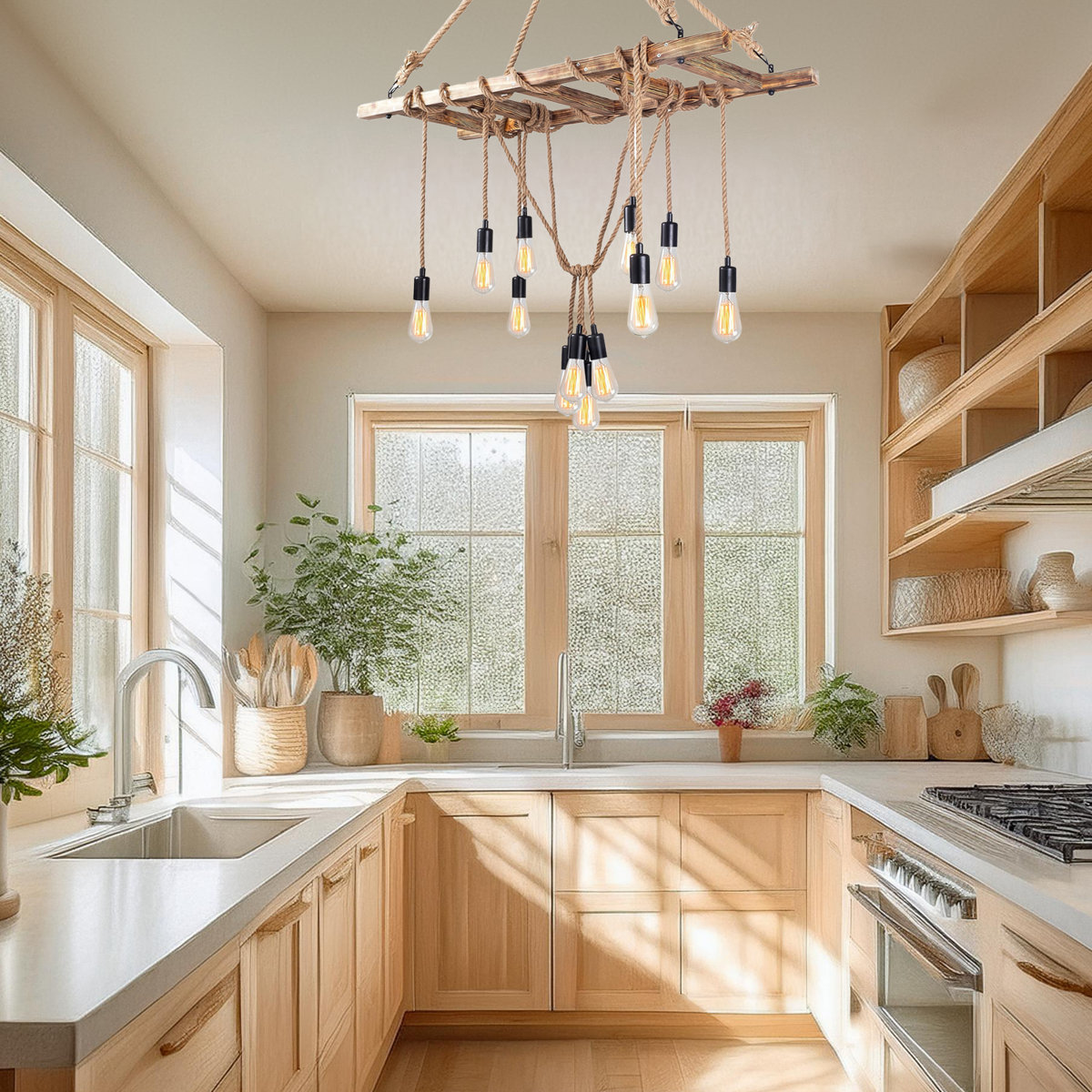 Breakwater Bay Claar 12 - Light Unique Rectangle Chandelier with Rope ...