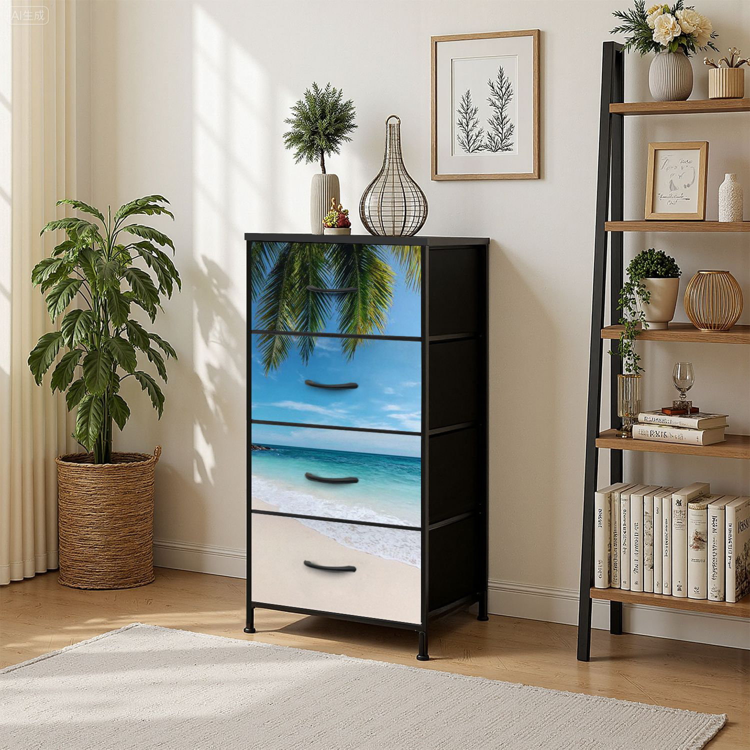 East Urban Home 4 Drawer Vertical Storage Dresser Tropical beach ...