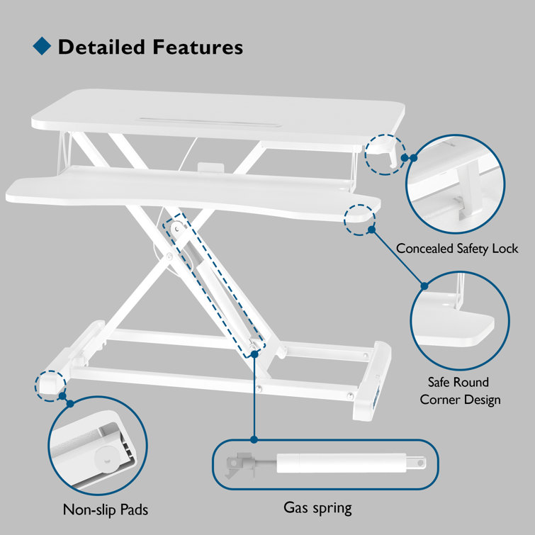 Symple Stuff Sit- Stand Desk Converter, Height Adjustable Dual Tiered ...