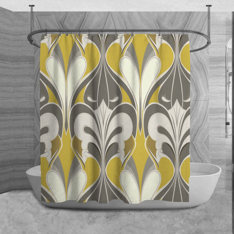 Bless international Funky Shower Curtain Pattern Bathroom Decor Silver ...