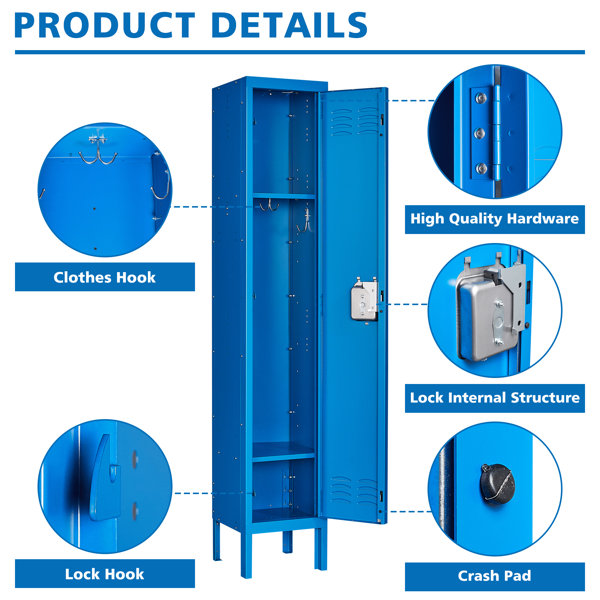 Steelcube Metal 1 - Tier 12'' Gym & Locker Room Locker with Padlock ...