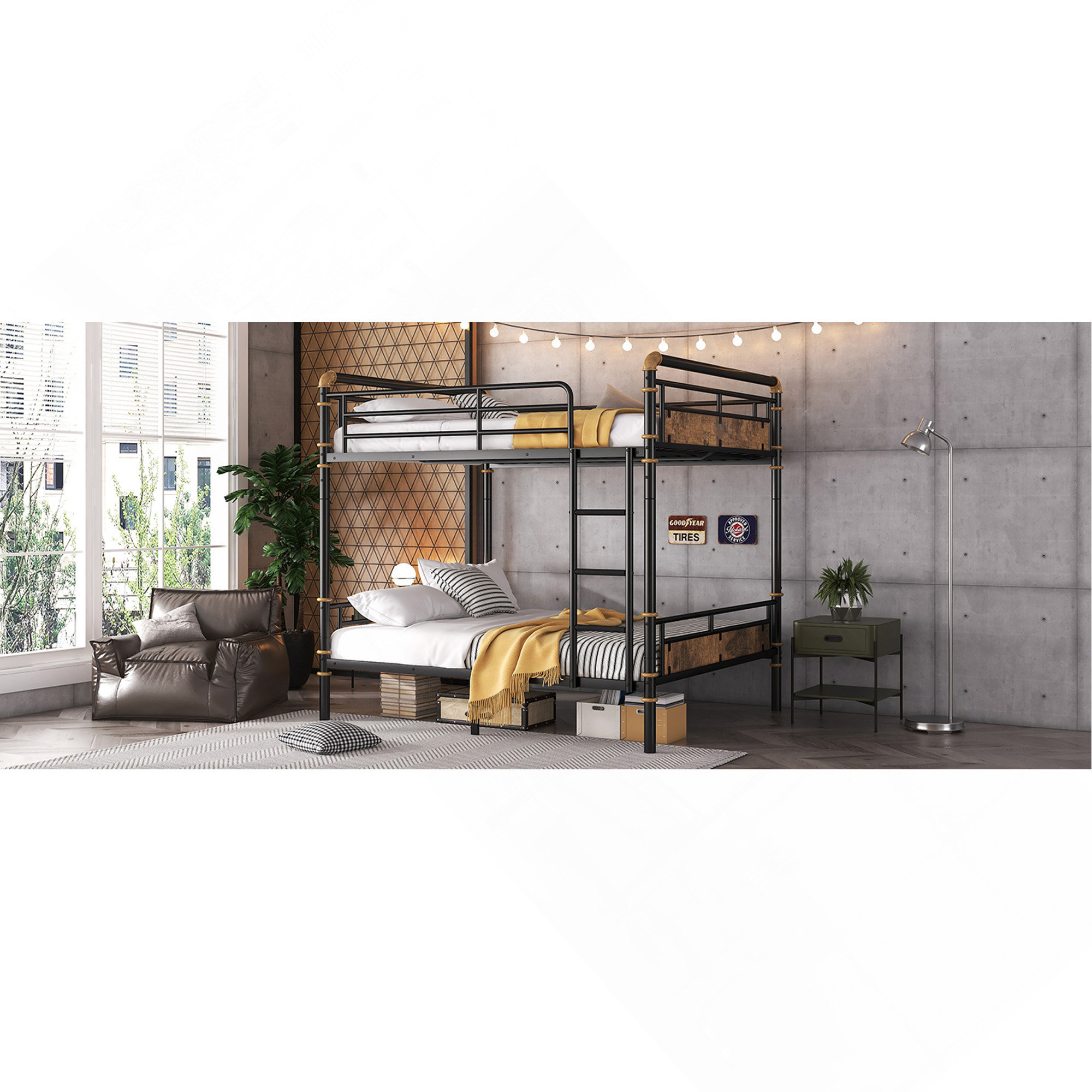 17 Stories Full Over Full Metal Bunk Bed, Industrial Detachable ...