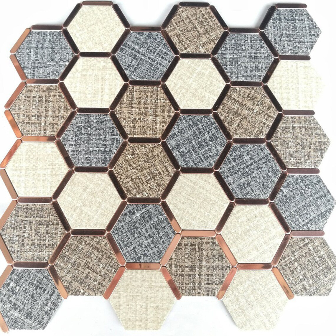 FashionSecretsLLC Metal Mosaic Tile Peel and Stick Hexagon Shape Wall ...