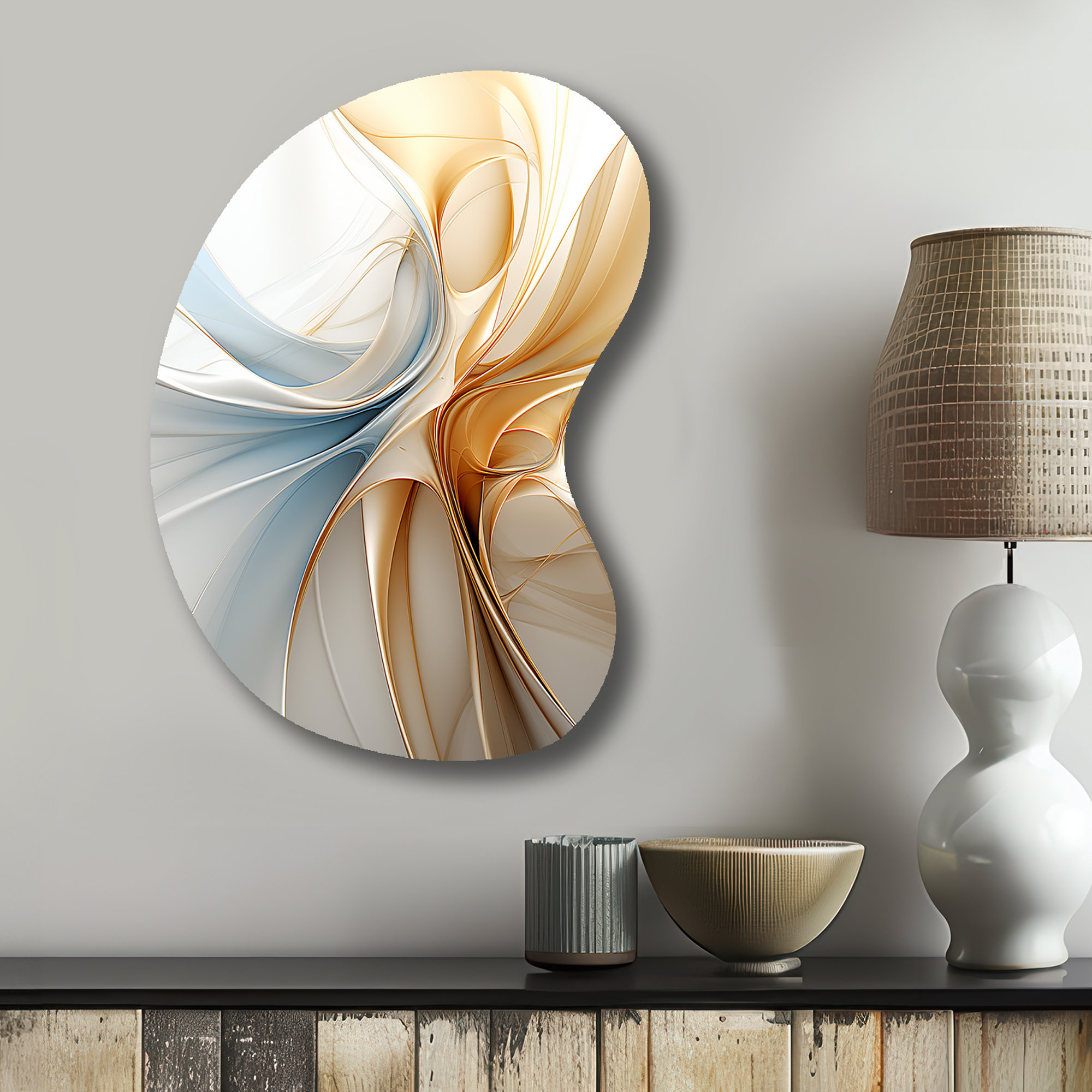 Design Art Vintage Blue Wave Elegance - Abstract Shapes Boom Shape ...